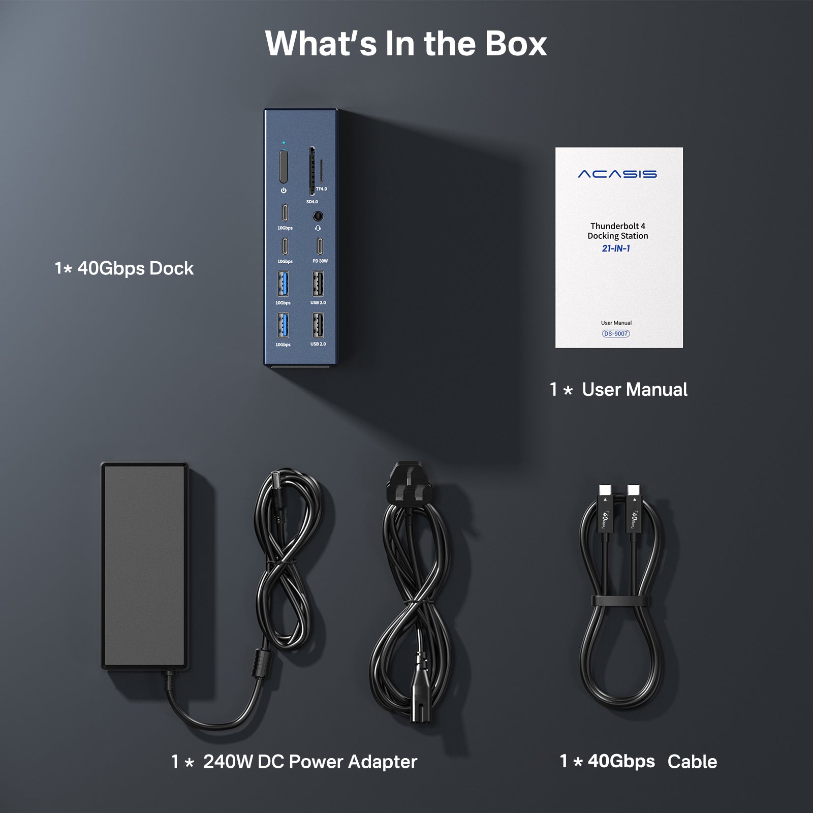 [Intel Certified] Acasis 21 Ports 40Gbps Thunderbolt 4 Docking Station
