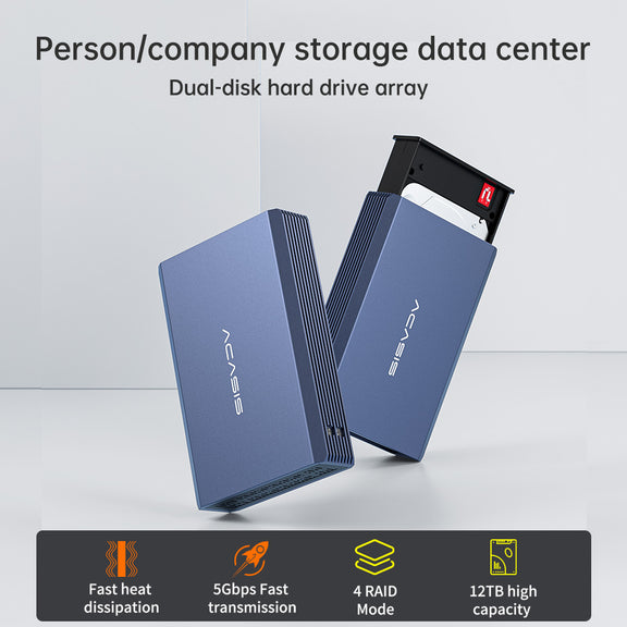Acasis Dual Bay 2.5 Inch USB-C to SATA HDD SSD RAID Enclosure