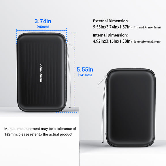Acasis New Black/Blue External Hard Drive Carrying Case for SSD Enclos