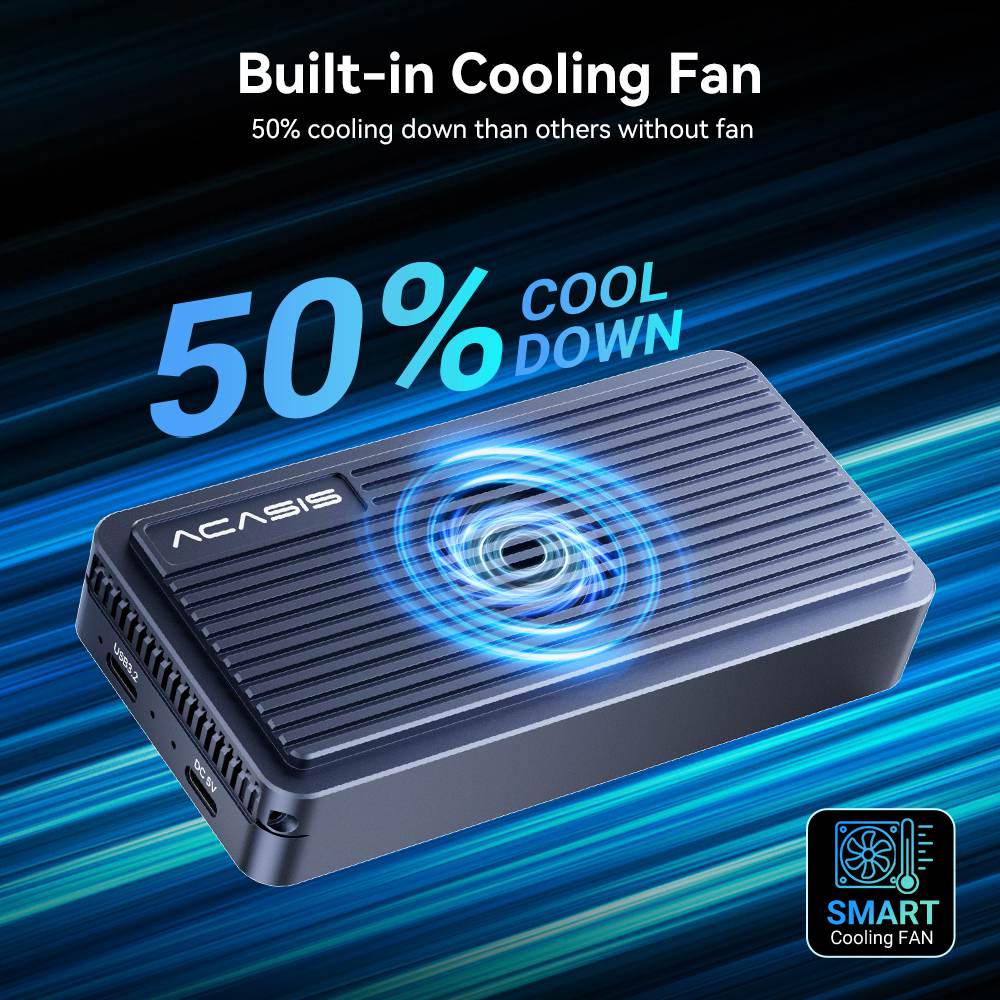 Acasis USB 3.2 20Gbps Dual Disk M.2 NVMe Hard Disk Array Case