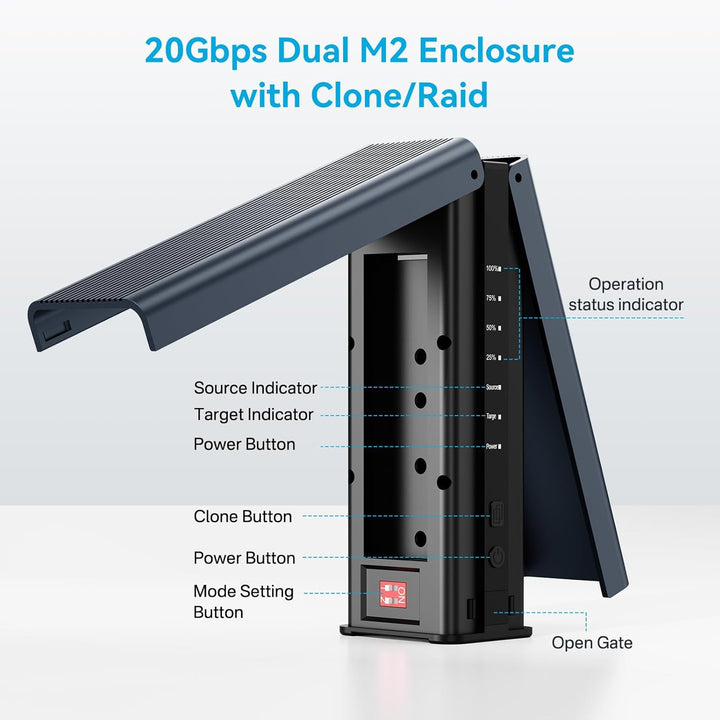 Acasis NVMe M.2 Duplicator 10Gbps Dual-Bay Offline Clone Type-C SSD ...