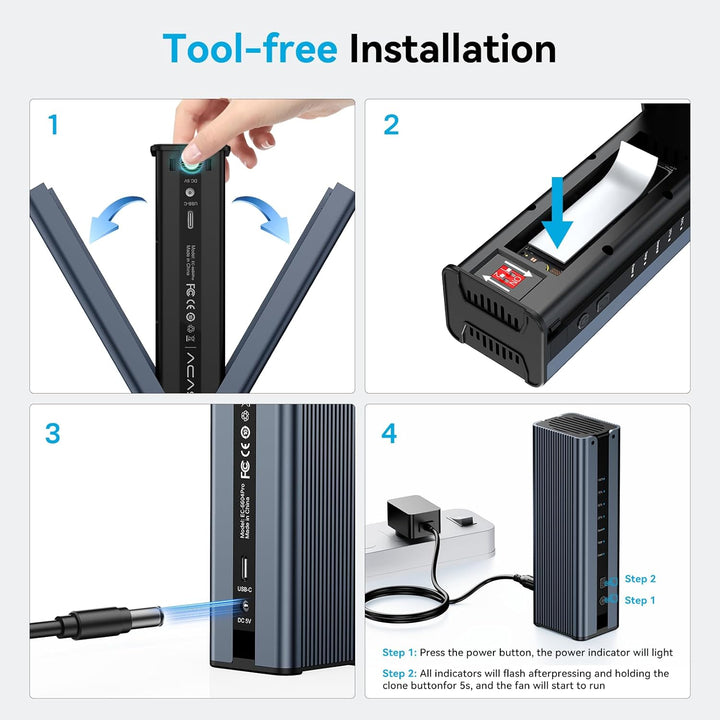 Acasis NVMe M.2 Duplicator 10Gbps Dual-Bay Offline Clone Type-C SSD ...