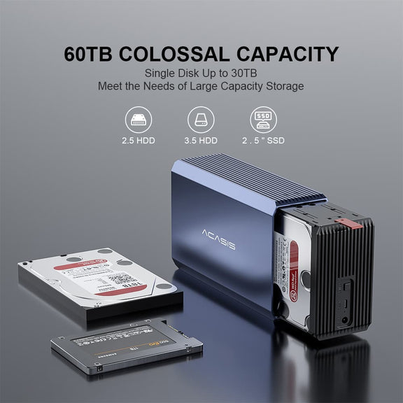 Acasis 2 Bay External Array 2.5/3.5 Inch USB 3.0 to SATA HDD RAID Case