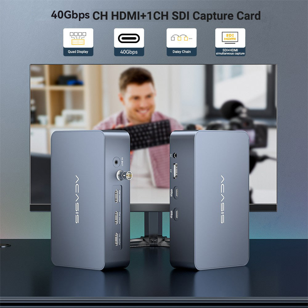 Acasis 40Gbps 3 HDMI 1 SDI 1080P 60FPS Video Capture Card for Windows