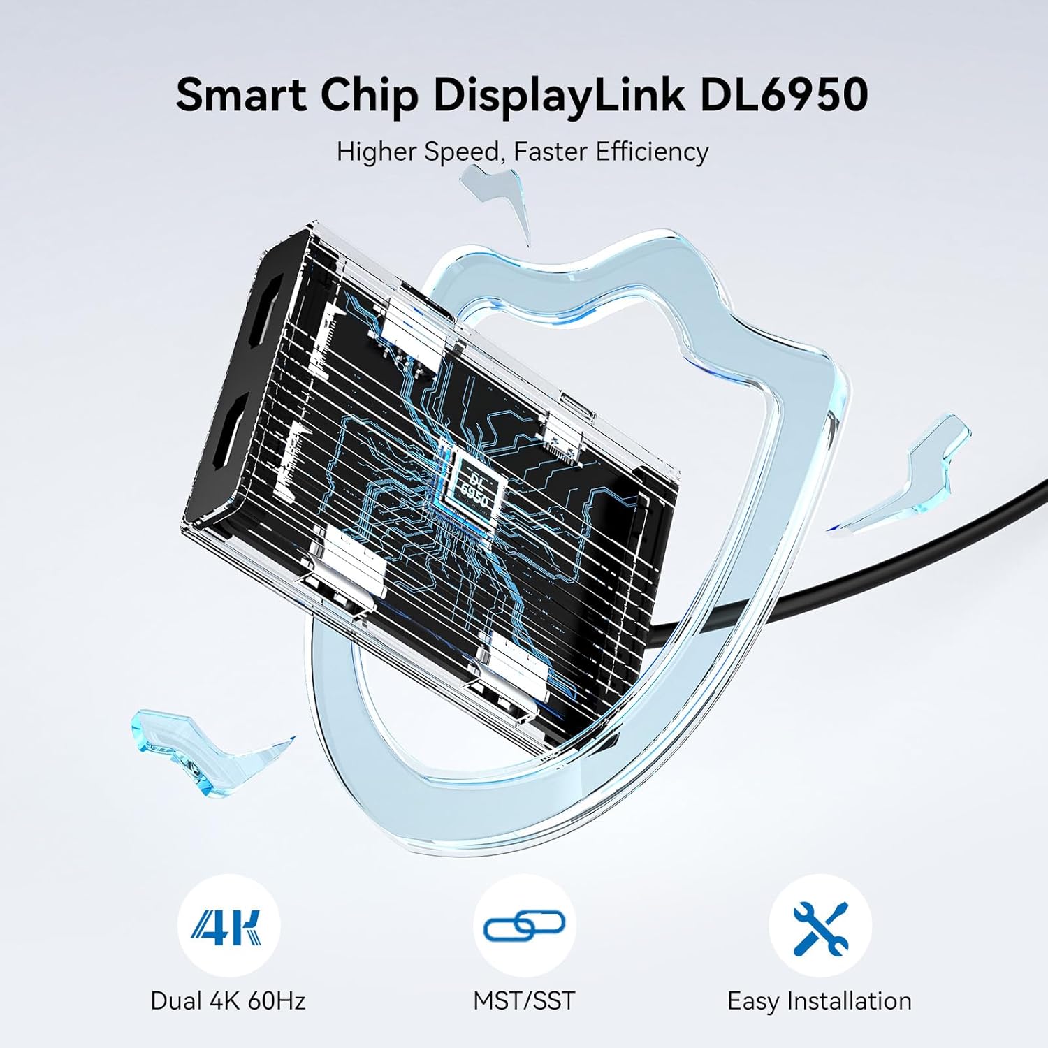 Acasis USB-C DisplayLink Dual 4K 60Hz HDMI Adapter for Apple Mac